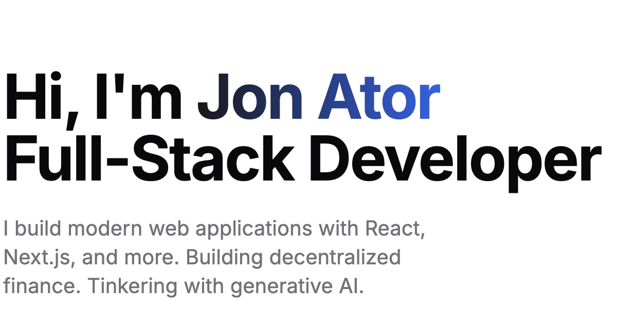 Developer Portfolio | Jon Ator